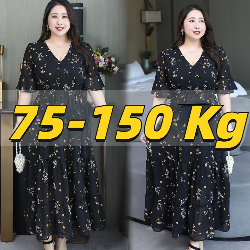 热卖New 2023【Extra Plus Size】75-150 Kg Extra Large 3XL-8XL Women's Dress Summer Fat Mm Cover Belly ...