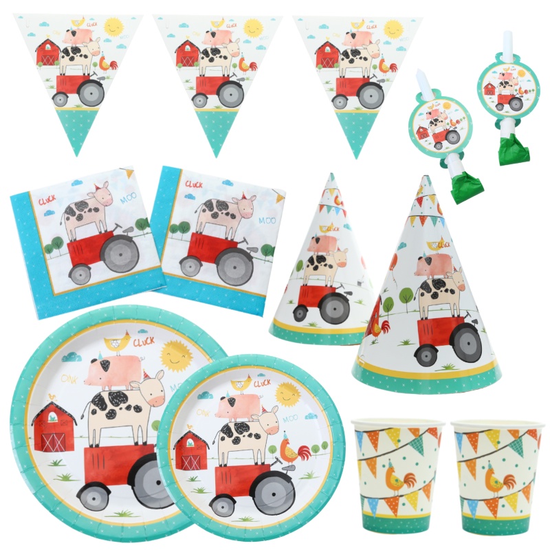 [SG Stock] Farm Animals Theme Paper Plates Cups Blowout Buntings Napkin ...