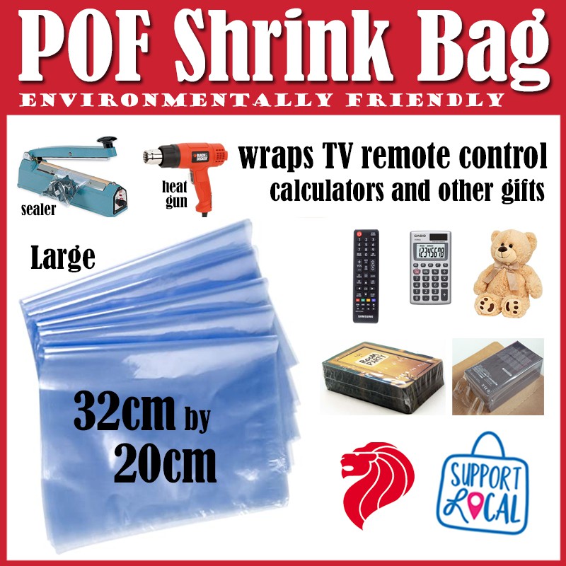 POF Heat Shrink Bag - shrinkable plastic large 32cmx20cm wrap presents ...