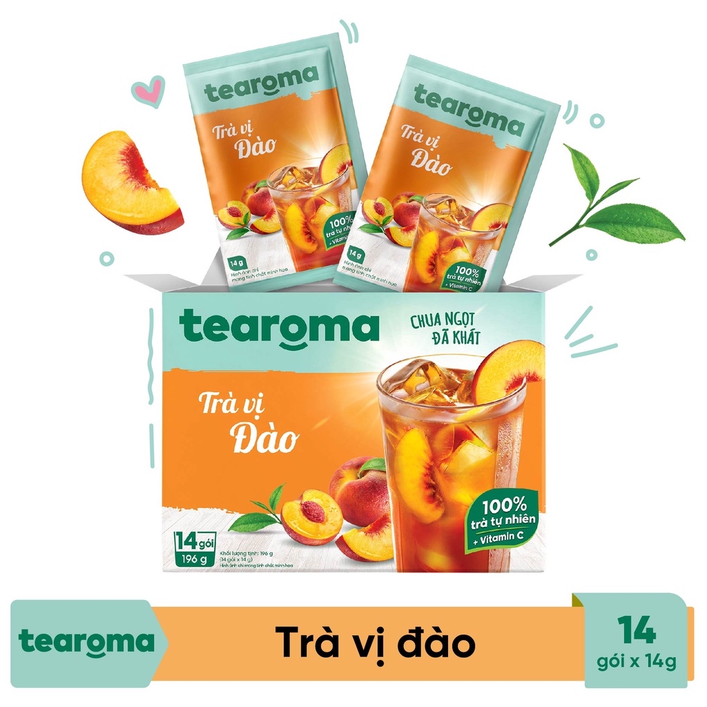 Tearoma instant tea with Peach flavor 196g box (14 packs x 14g ...