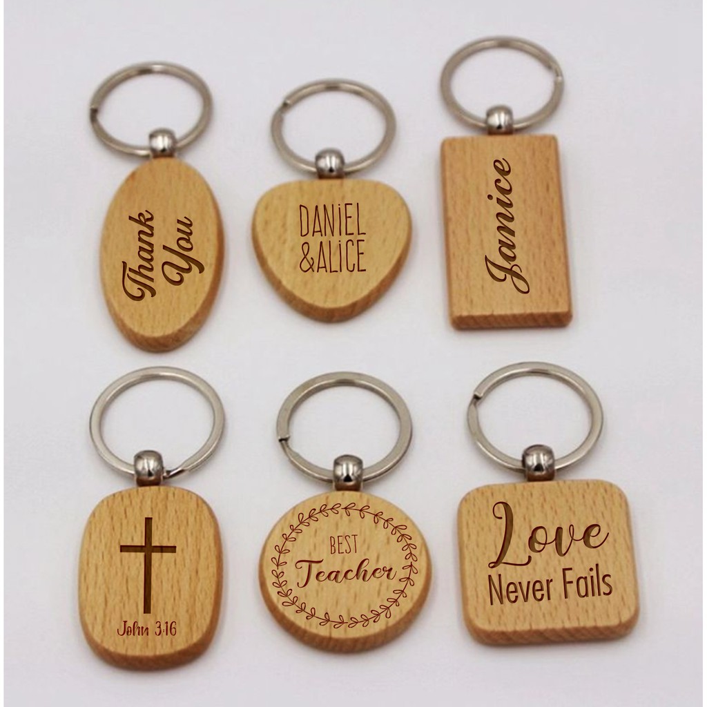 Custom Wooden engraving keychains | Shopee Singapore