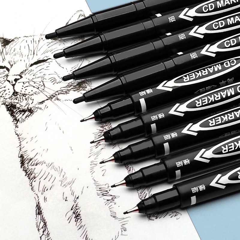10 Pcs Permanent Marker Pen Fine Point Waterproof Ink Thin Nib Crude ...