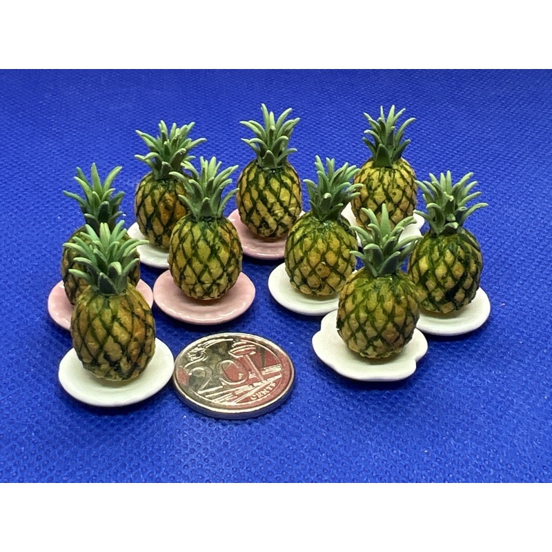 Handmade Miniature Fruits on plate, tropical fruit, Pineapple ...