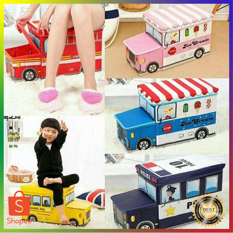 Super Hot! Toy Box Bus Toy Box Storage Versatile Model Bus Storage Wad ...