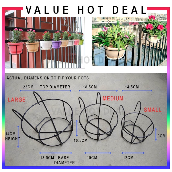 Round Plant Rack Balcony Parapet For Flower Pots | Shopee Singapore