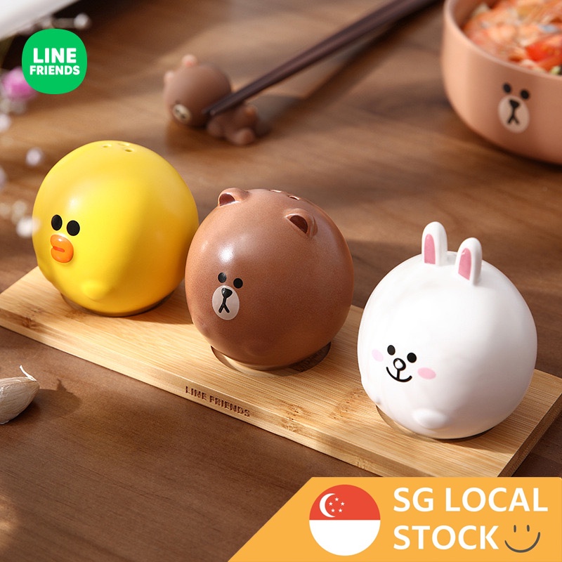 Line Friends Ceramic Salt Pepper Shaker Spice Jar Brown Cony Sally ...