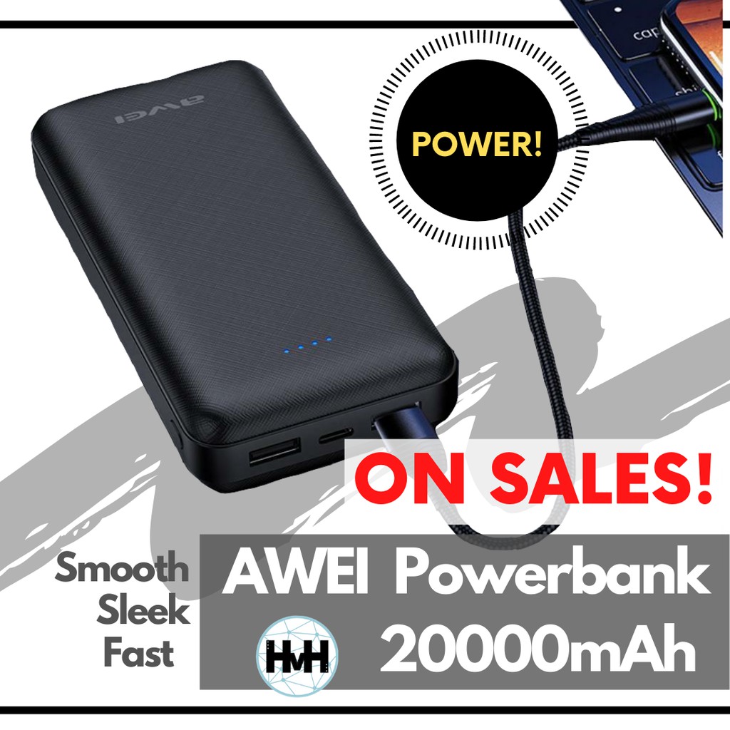 20 000mAh Authentic AWEI Powerbank (P47K) | Shopee Singapore