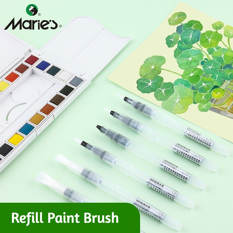 【Mi Art Supplies】6PCS Set Refillable Watercolour Brush Refill Portable ...