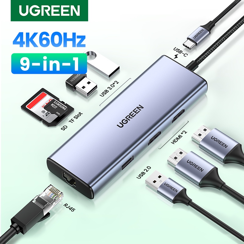 UGREEN 9-Ports Full-function Usb C HUB 4k 60Hz RJ45 PD for Macbook iPad ...