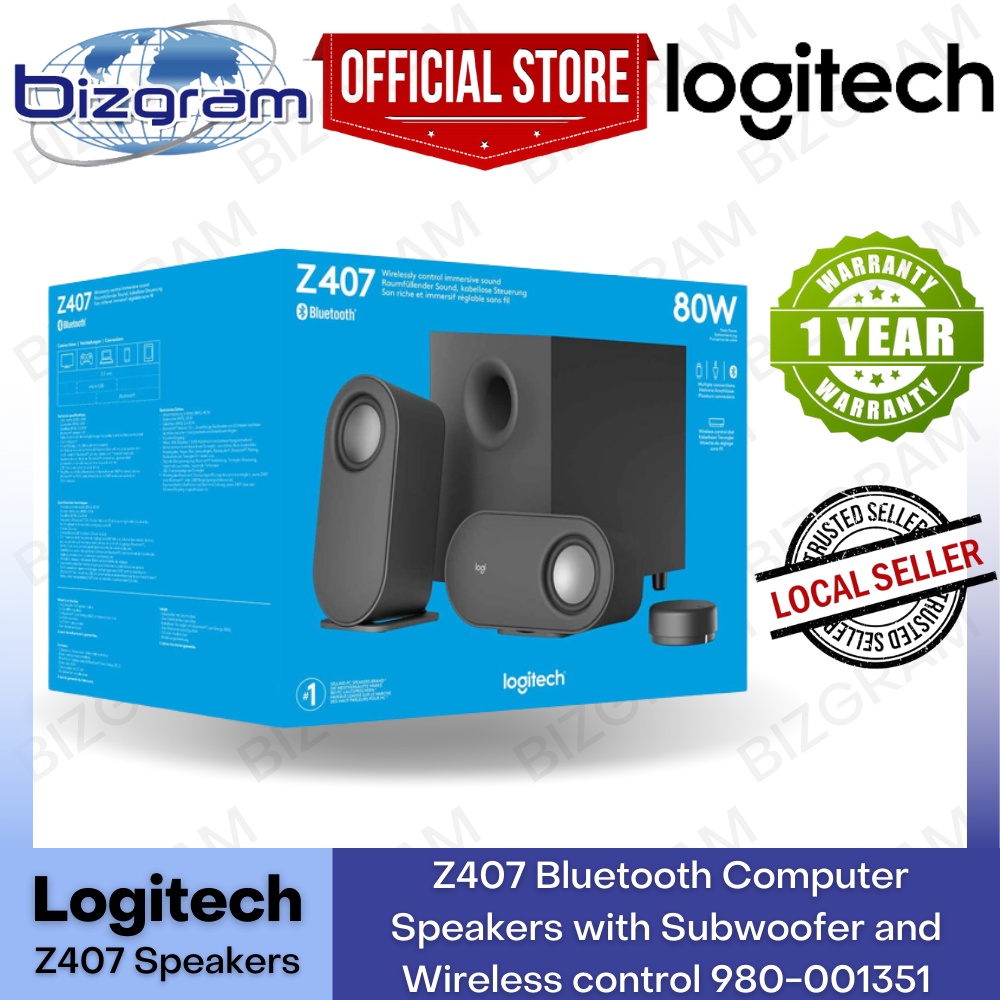 Logitech Z407 Bluetooth Computer Speakers with Subwoofer and Wireless ...