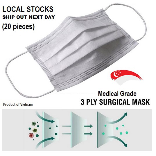 MEDICAL GRADE 3PLY SURGICAL MASK - PACK OF 20 MASK | Shopee Singapore