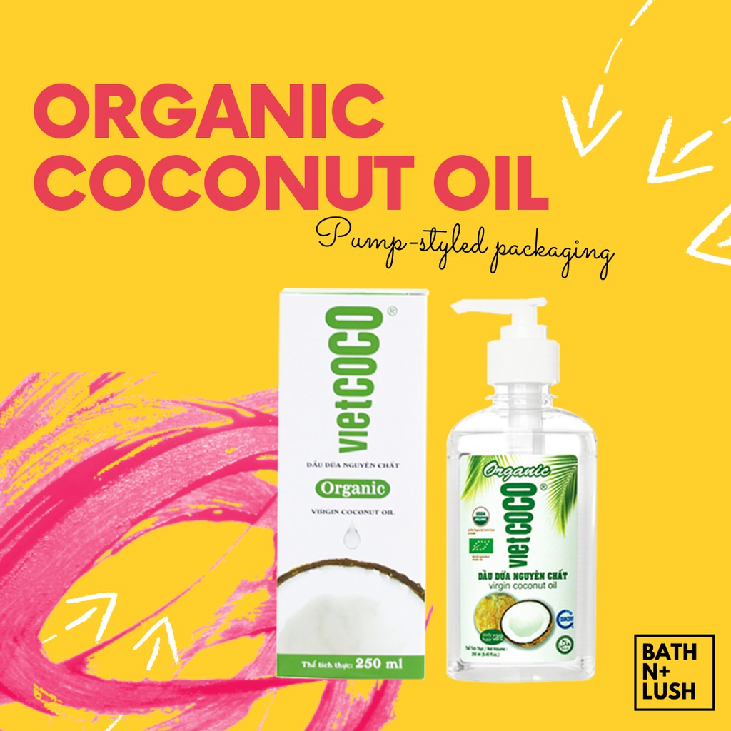 VIETCOCO Organic coconut oil (250 ml, pump-style bottle) | Shopee Singapore