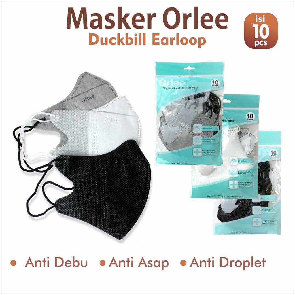 Duckbill ORLEE CANTOL MASK NON HIJAB EARLOOP DUCK BILL HEADLOOP PACK ...