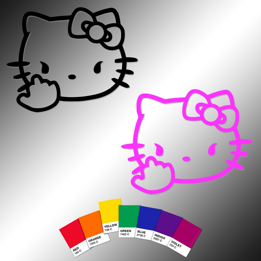 Sticker | (1) Hello Kitty Middle Finger | Weather Proof | Funny | Cute ...