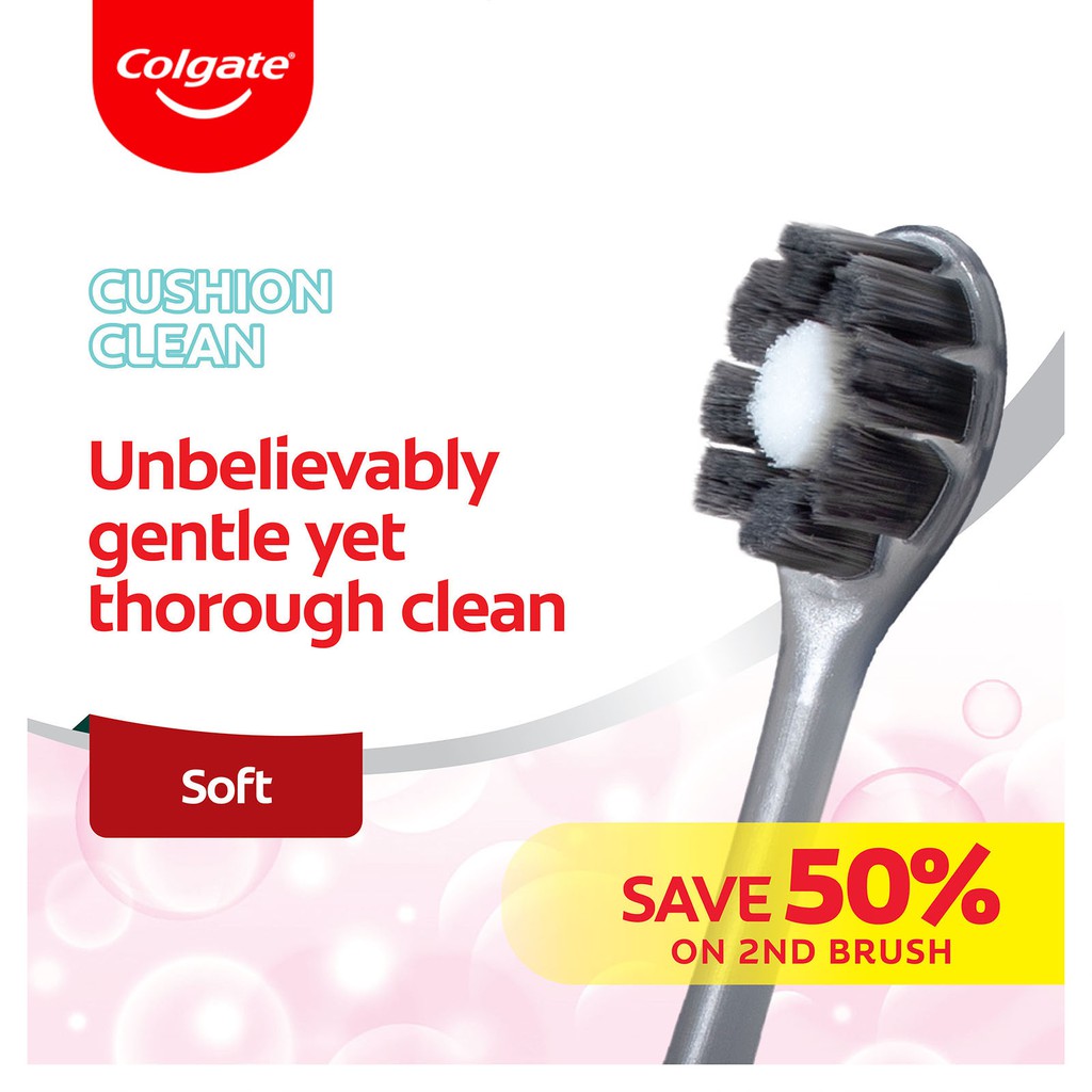 Colgate Cushion Clean Super Dense Fluffy Thin Charcoal Toothbrush ...