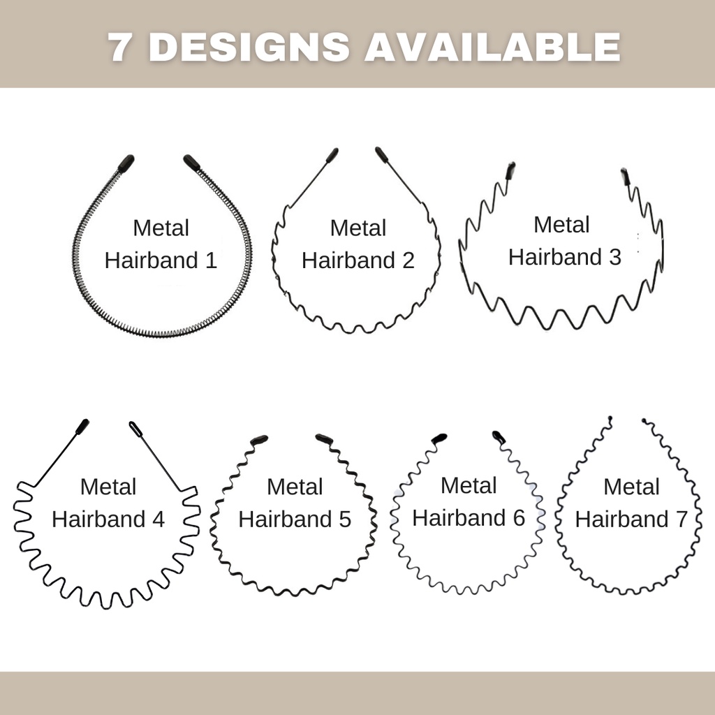 mixshop Unisex Metal Hairband, Headband, Wavy Hair Hoop, Flexible ...