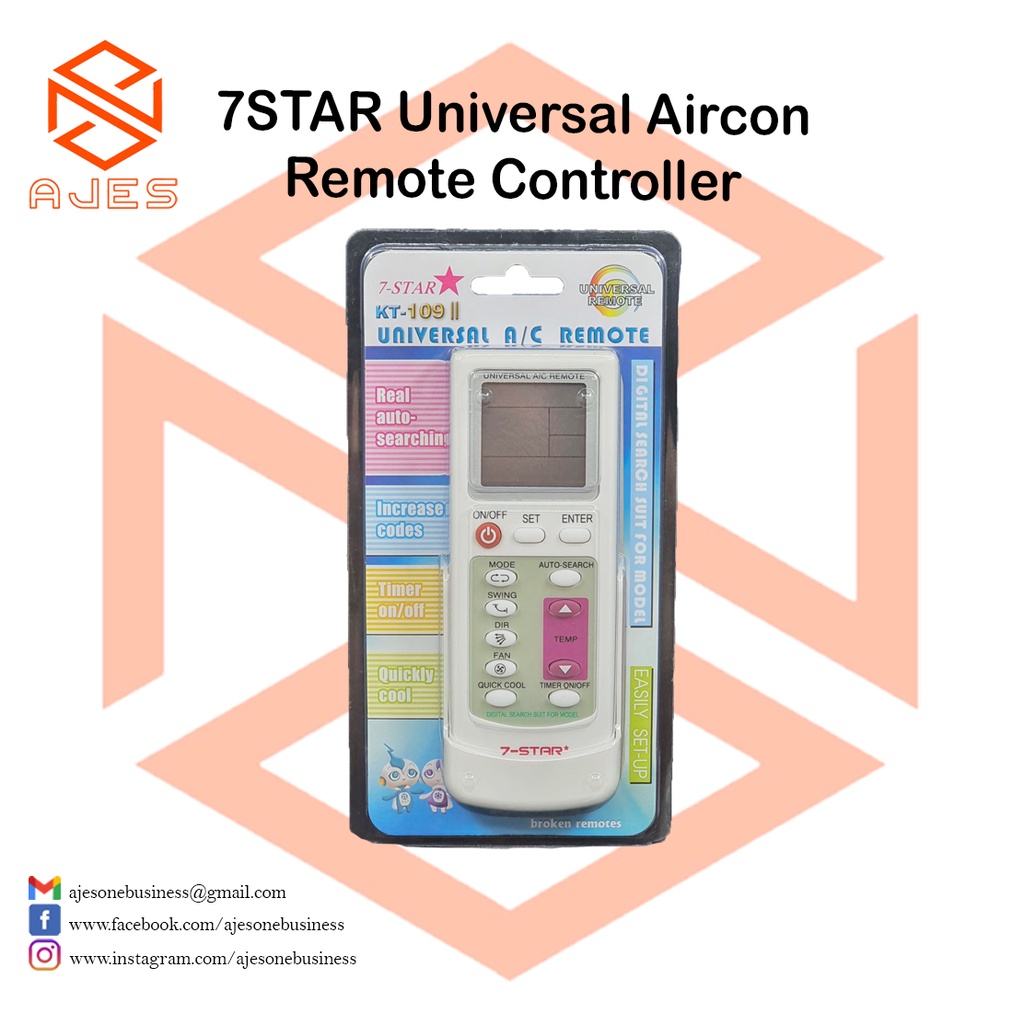7-STARS Universal Aircon Remote Control with Automatic Searching [Local ...