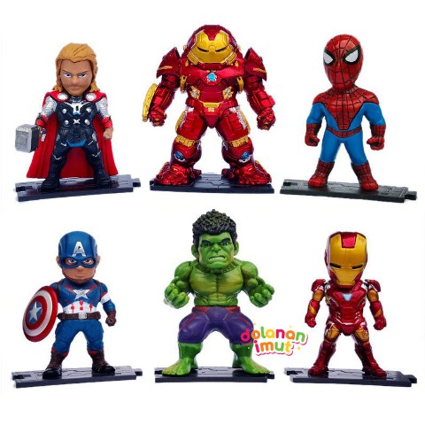 Avengers Hulkbuster Figure Set of 6 Super Hero Toys Miniature Display ...