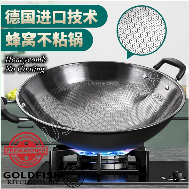 Double Handle Non-Stick Wok / Frying Wok / Kuali Traditional ...