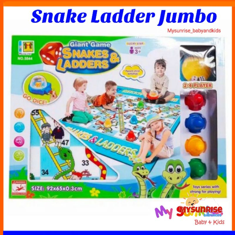 Snake Ladder Jumbo 92x65cm Playmat/Jumbo Board Game Snake Ladder Toy ...