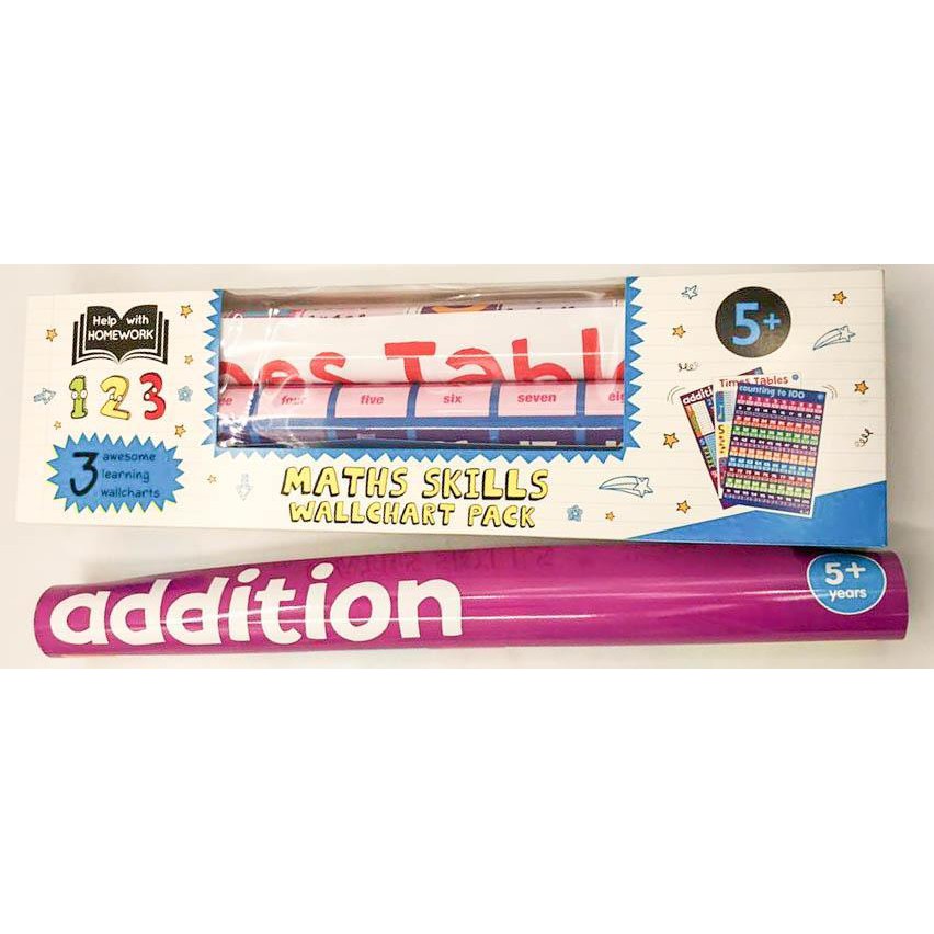 Maths Skills Wall Chart: 3 Charts including Times Tables Wall Chart ...