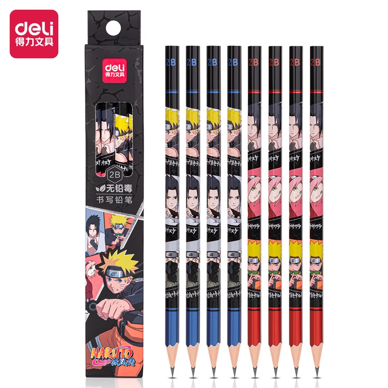 Deli 8Pcs Pencils Cartoon Anime Pencil 2B/HB Naruto Pencils Kawaii ...