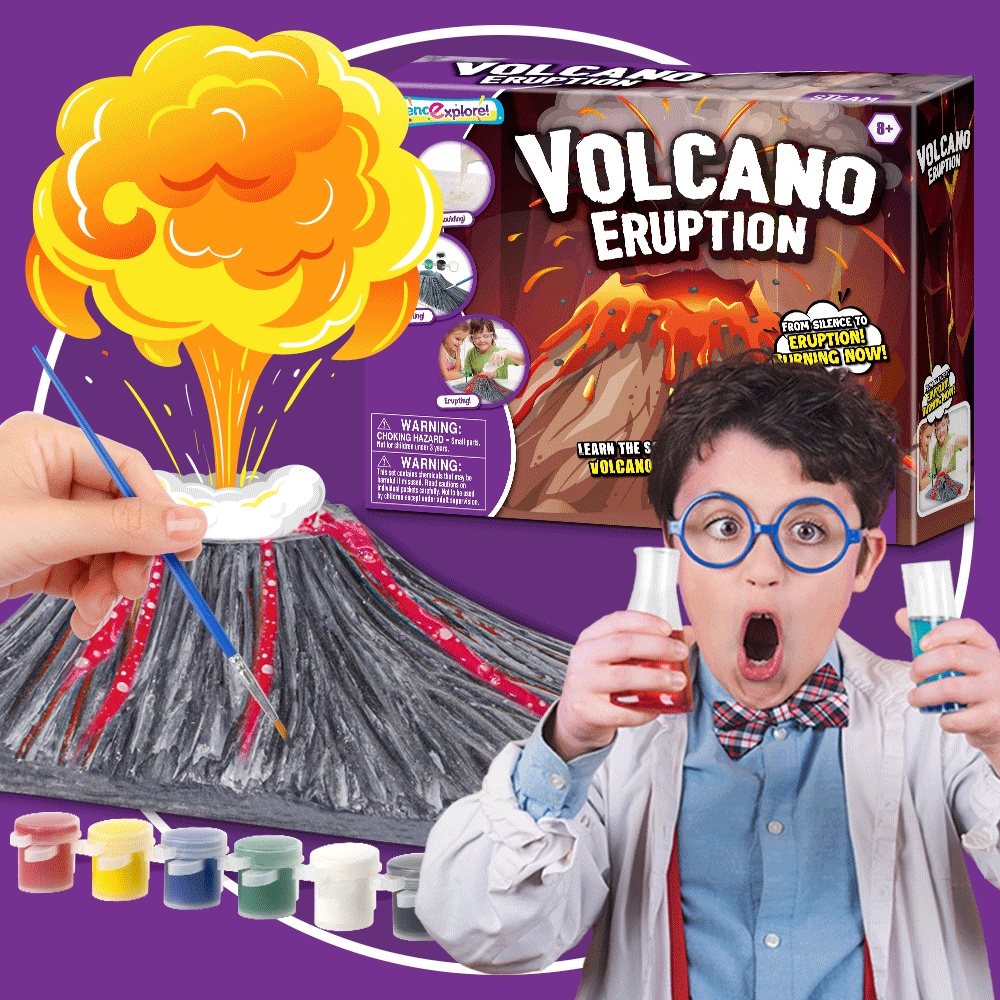 SciencExplore! Volcano Eruption STEM Educational Toy Set Volcano Making ...