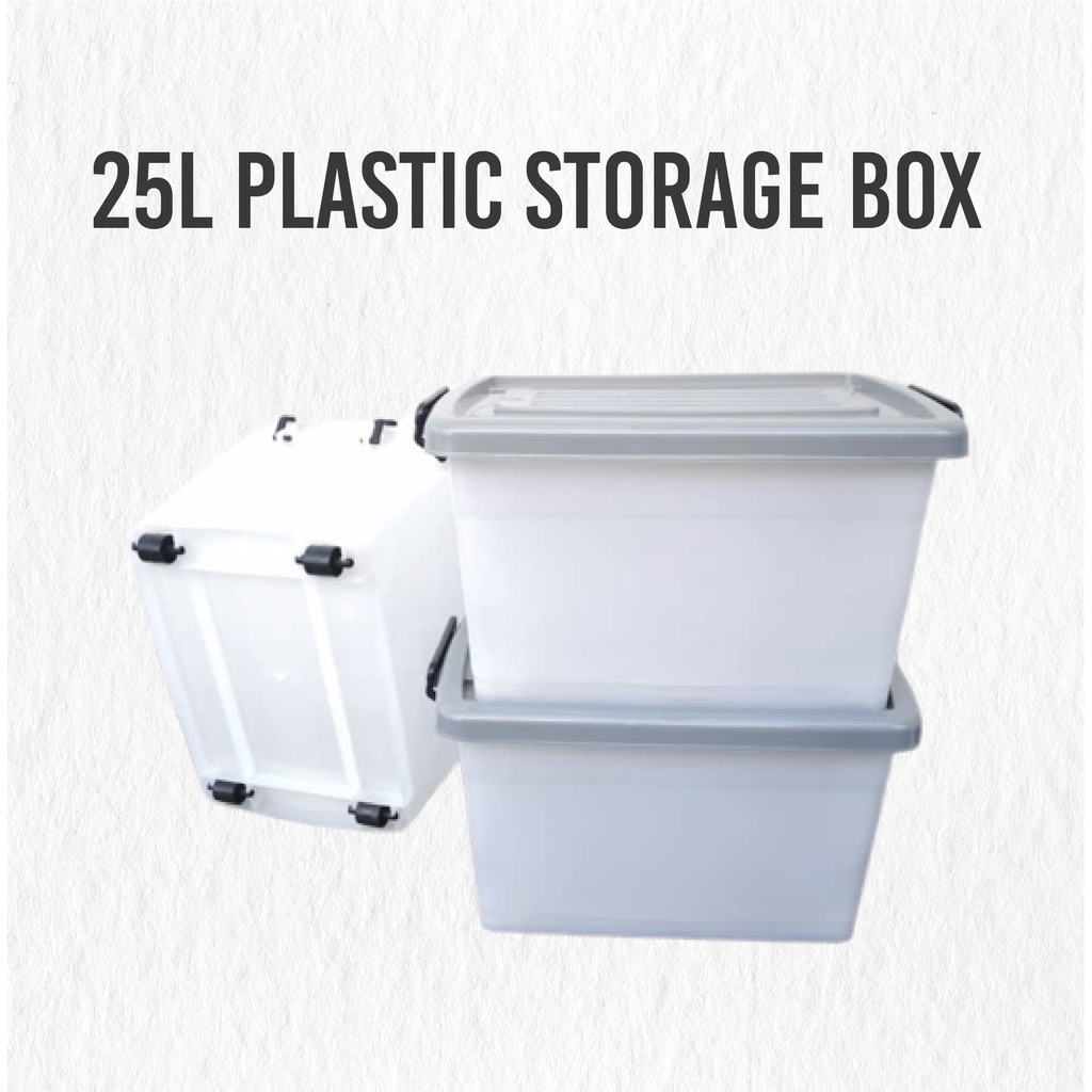 Semi Transparent Plastic Storage Box 25L Big Capacity Stackable Storage ...