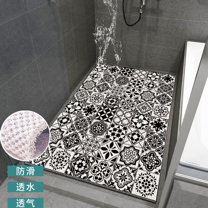 [Ready Stock Fast Shipping] ins Bathroom Door Mat Tile Silk Ring Floor ...