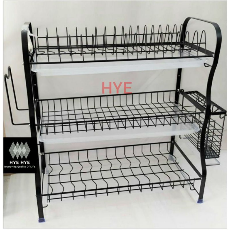 STAINLESS STEEL SUS304 Black DISH RACK 2 TIER/ 3 TIER | Shopee Singapore