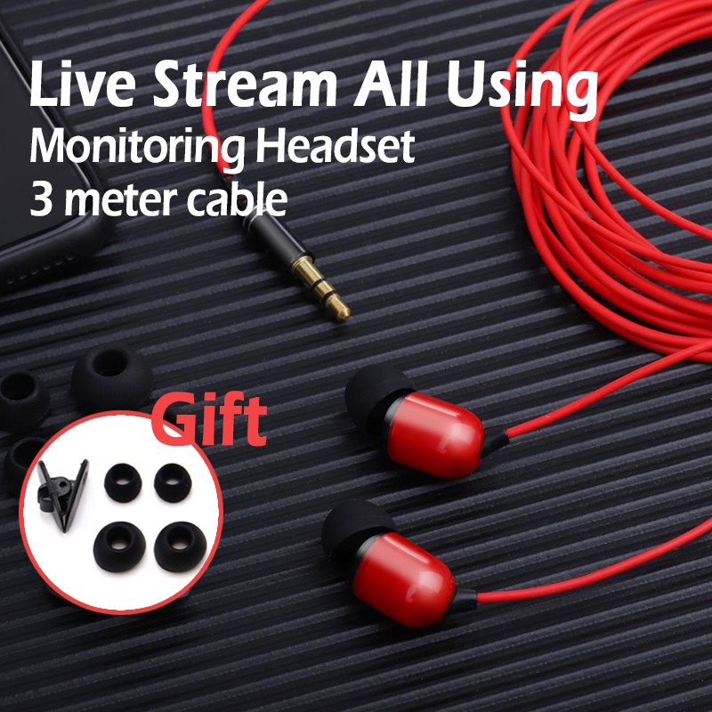 3.5mm Wired Earphone 3m Long Cord In-Ear Earphone HiFi Stereo with Mic ...