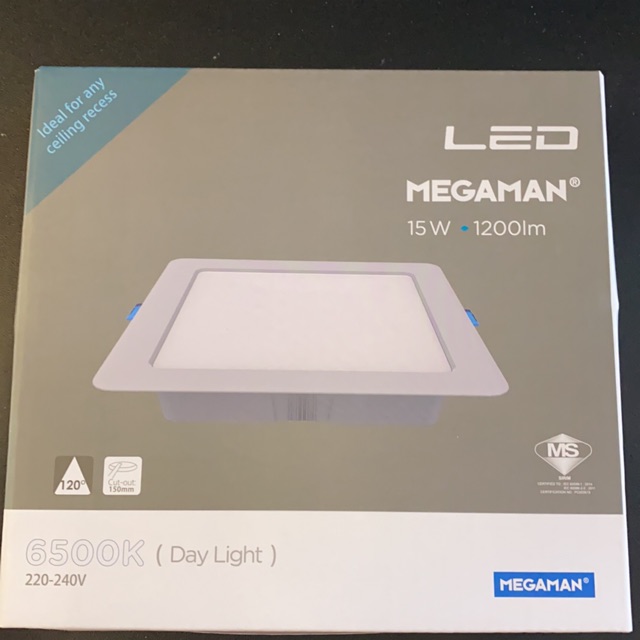 SQUARE LED PANEL LIGHT DOWNLIGHT 6” 15W MEGAMAN | Shopee Singapore