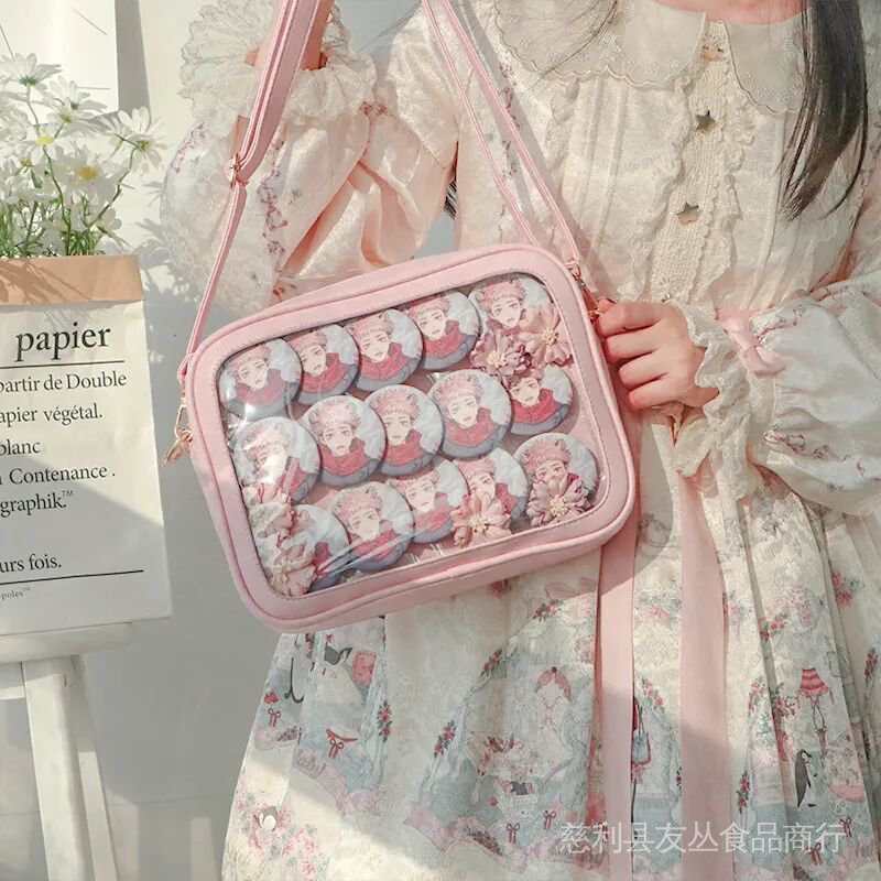 puffer bag Japanese Soft Girl jk Uniform Bag Transparent Cross-Body pu ...