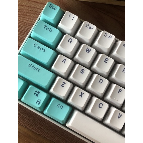 Cyan and white Keycap, 61 keycap backlit GH60 / RK61 / ALT61 / Annie ...