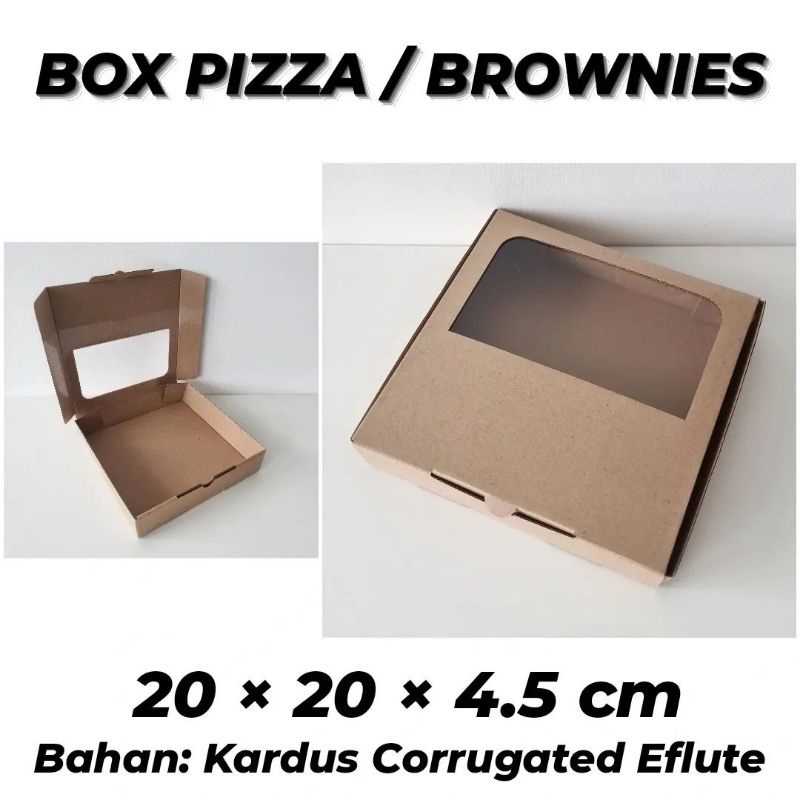 Window PIZZA BROWNIES BOX 20x20 Die Cut / BROWNIES BOX / BROWNIES DUS ...