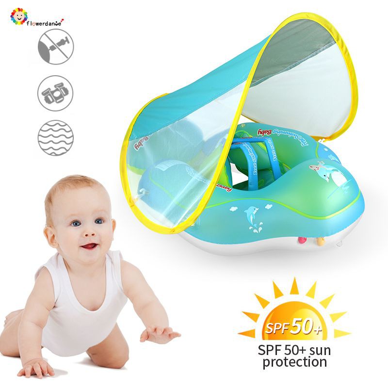 Baby Swimming Pool Float with Removable UPF 50+ UV Sun Protection ...