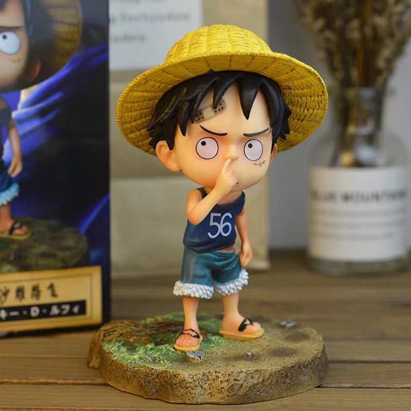 NEW PVC One Piece Figure luffy Q Version Picking Nose Spoof Sand ...
