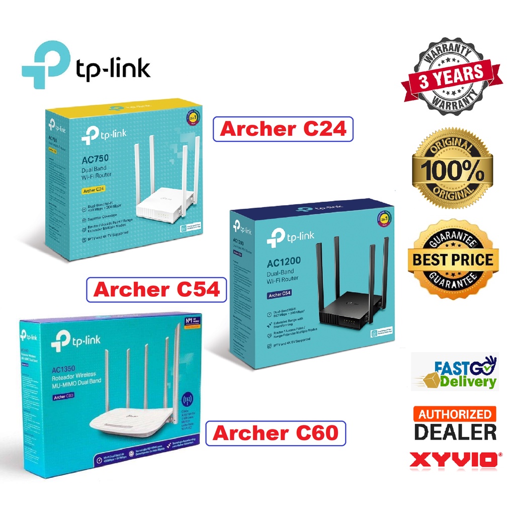TP-LINK Dual Band Wifi Router Archer C24 / C54 / C60 / C64 / C6 / C80 AC1900 Wireless MU-MIMO Wi ...