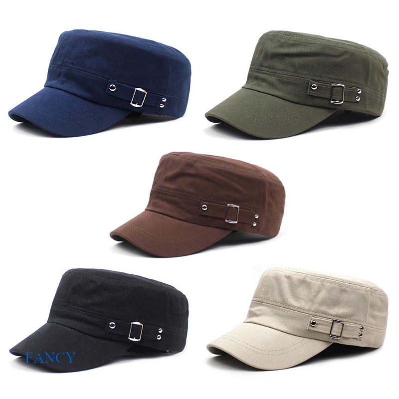 FANCY New Korean Casual Men'S Flat Top Hat Outdoor Sun Hats Old Washed ...