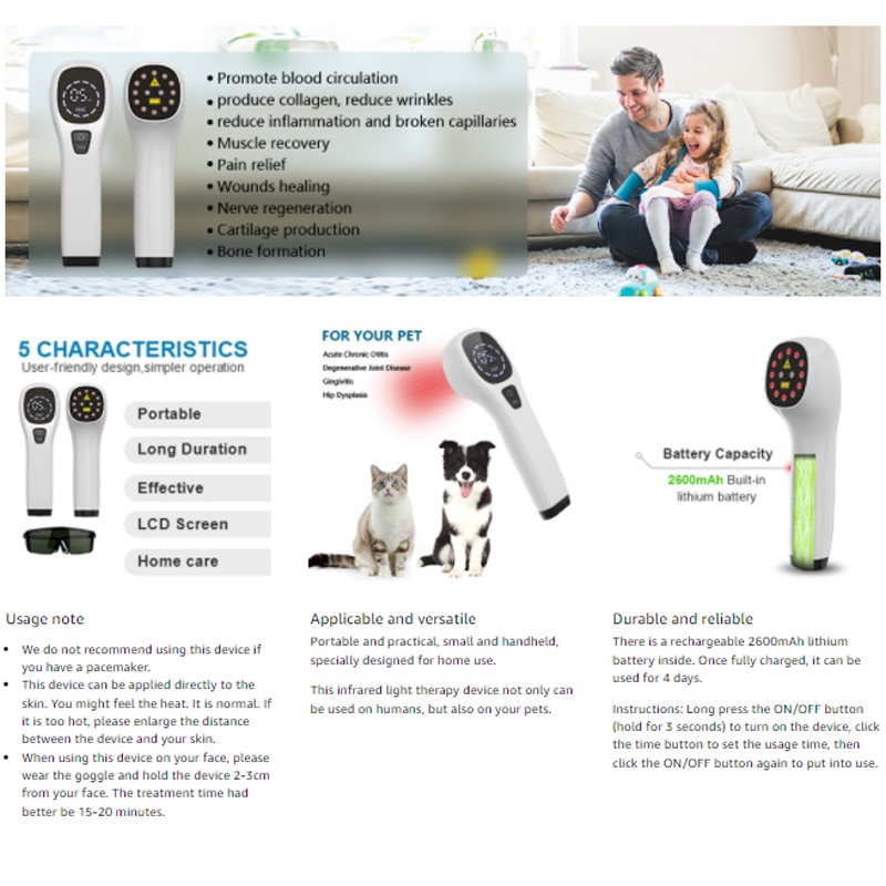 KTS Laser Therapy Device Handheld Medical Device 650nm 808nm for Back ...