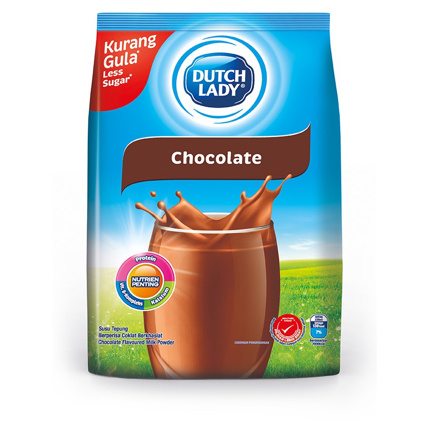 DUTCH LADY INSTANT CHOCOLATE DRINK MILK POWDER 900g (Less Sugar ...