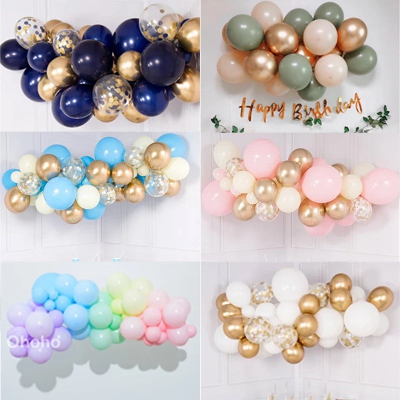 Hbd Birthday Decoration Package Balloon garland mix Theme safari/pastel ...
