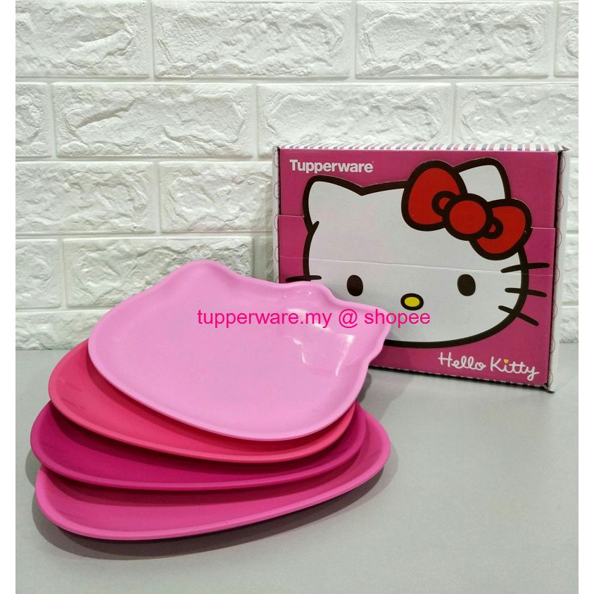 Tupperware Hello Kitty Plate Set (4) Pink Series with Box | Shopee ...