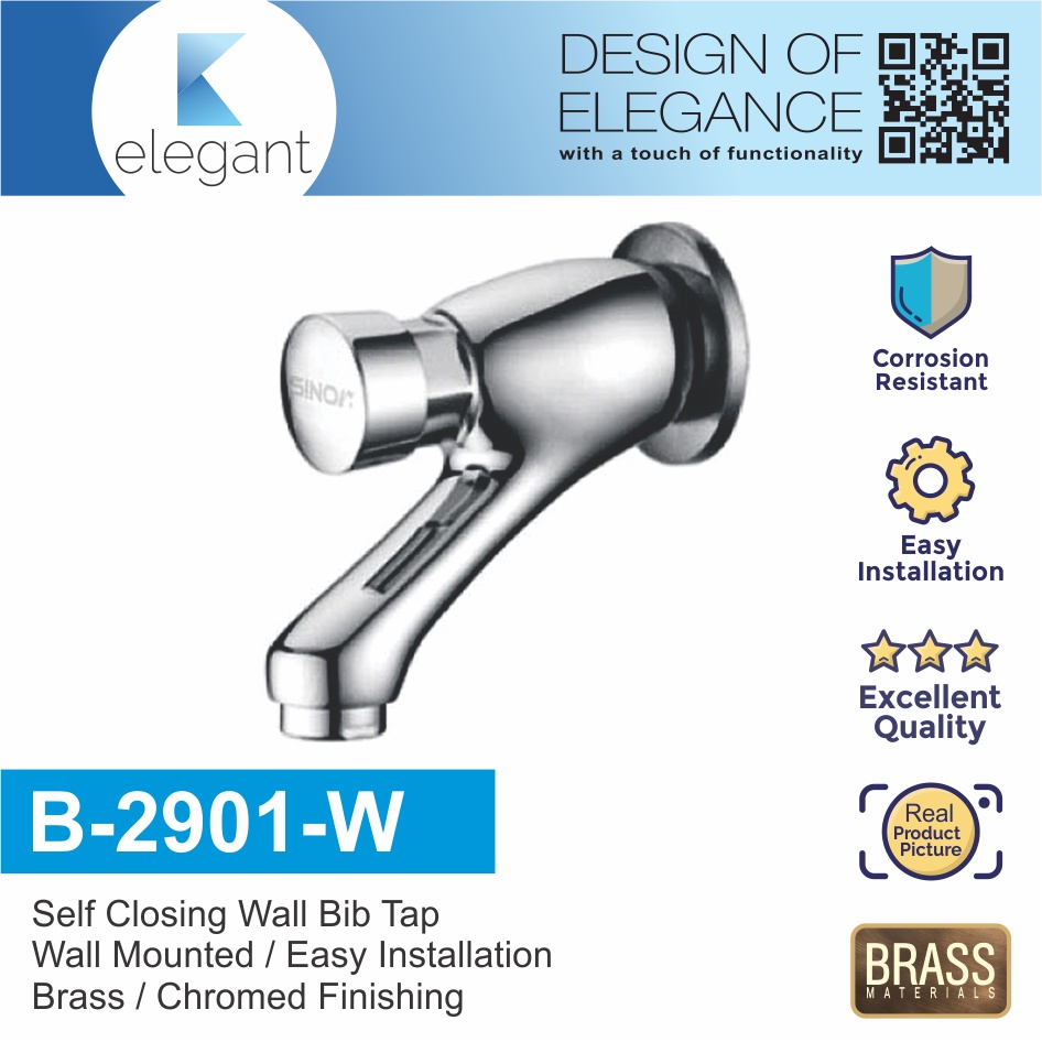 Sinor B-2901-W Self Closing Basin Tap - Wall Mounted | Shopee Singapore