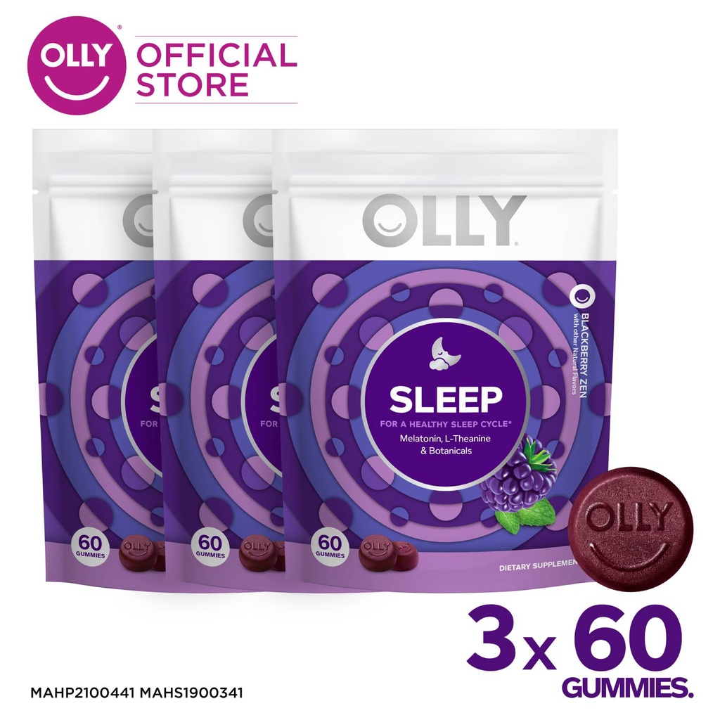 [Bundle of 3] OLLY Sleep Gummy Supplements with Melatonin, Chewable ...