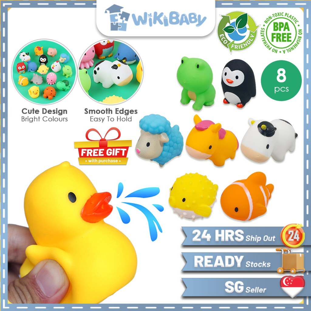 [SET OF 8 PCS] BATH TOY ANIMALS KIDS SQUIRTS ANIMAL SWIMMING TOYS ...