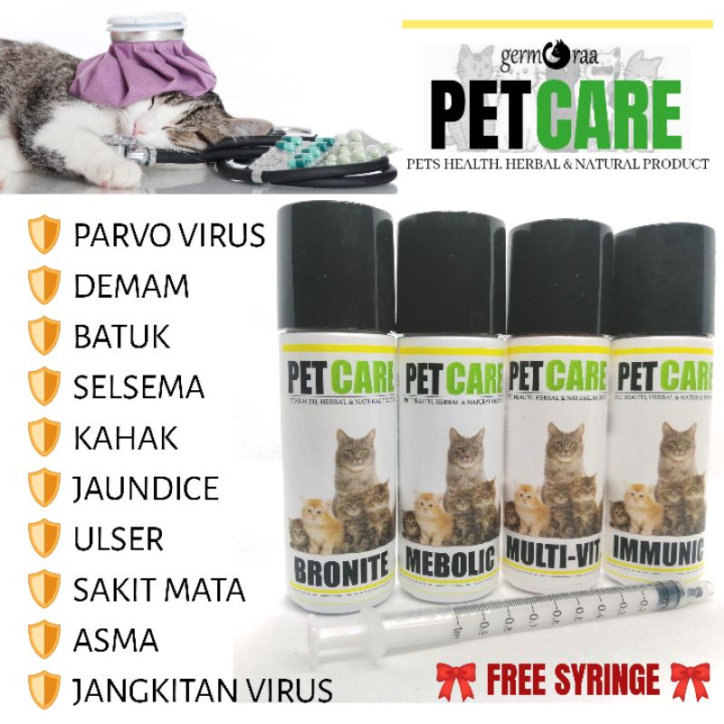 (All in One) Kucing Demam Selsema Cat Flu Batuk Cough Fever Ulser Sakit ...