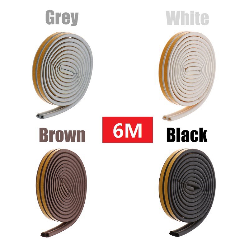 6M（3M*2）Type D Doors Window Soundproof Seal Strip Self-Adhesive Rubber ...
