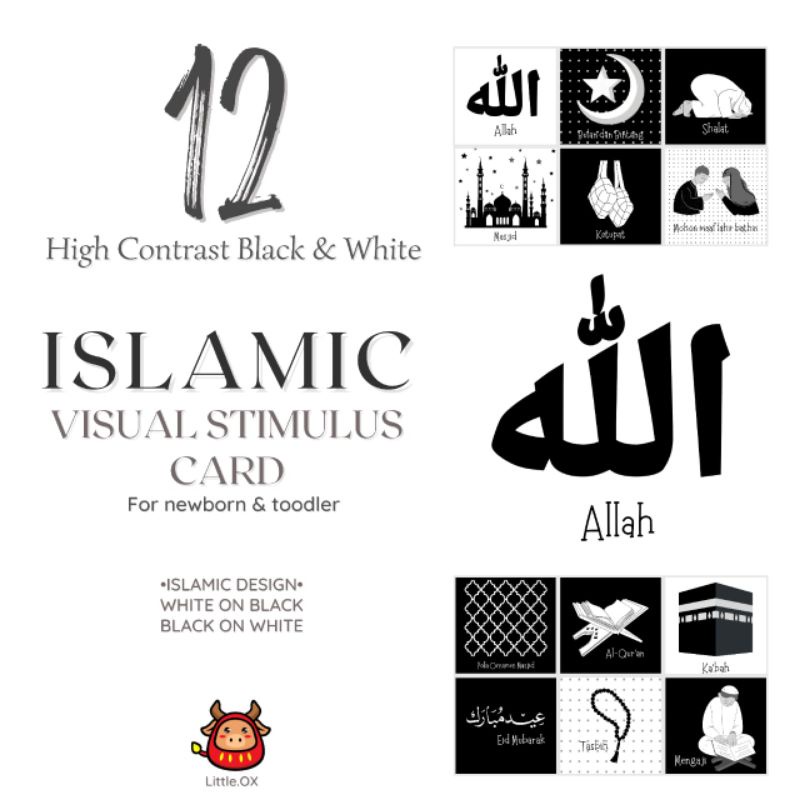 Islamic Flash Card Baby Toddler Newborn Toddler High Contrast Religious ...