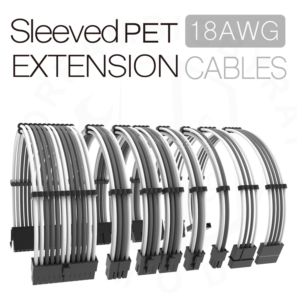 White Gray Motherboard Cable Sleeved Graphics Card Cpu Cable PSU ...